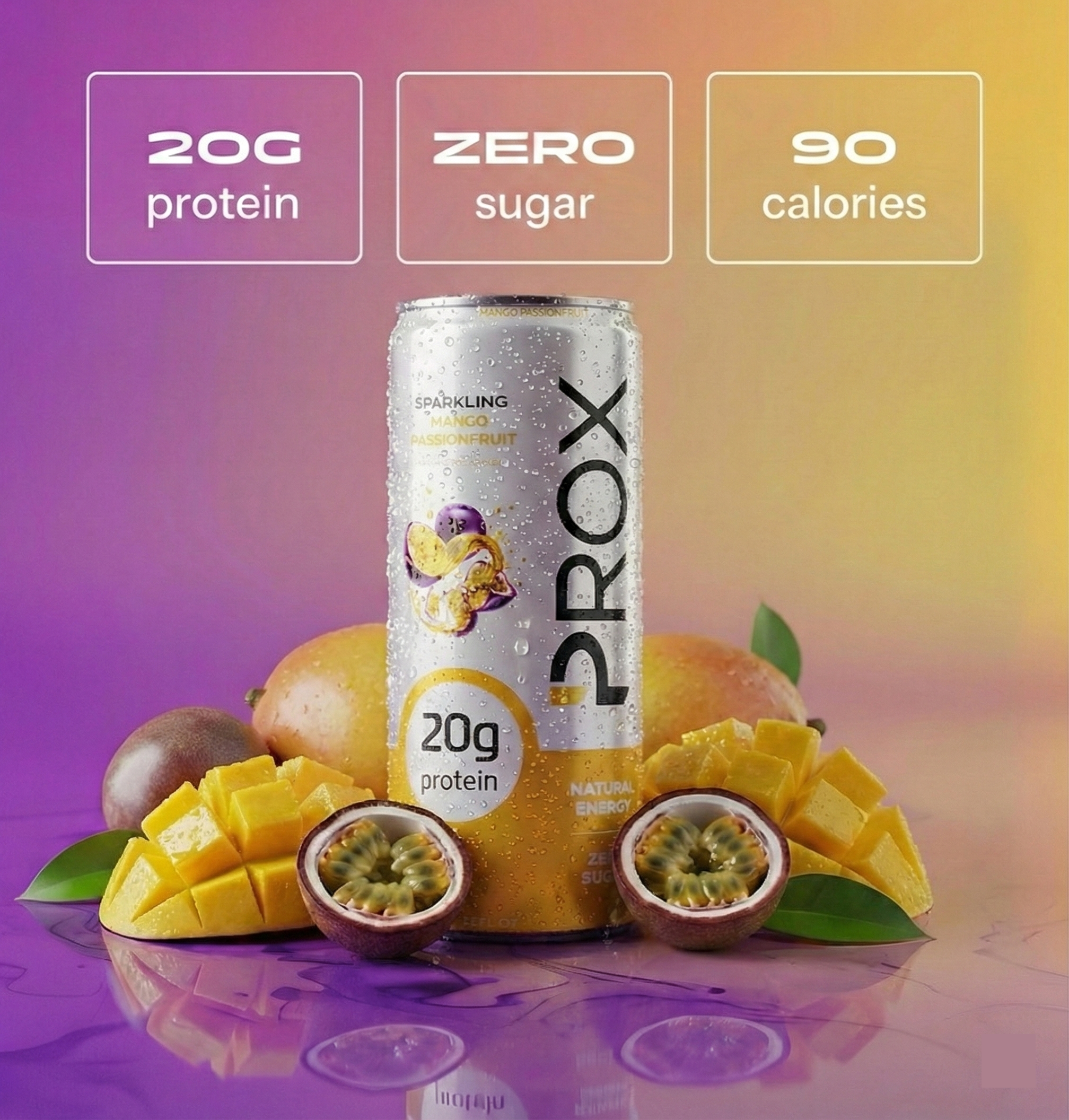 Prox Mango Passionfruit Protein Energy Drink | 20g Protein, Zero Sugar ...